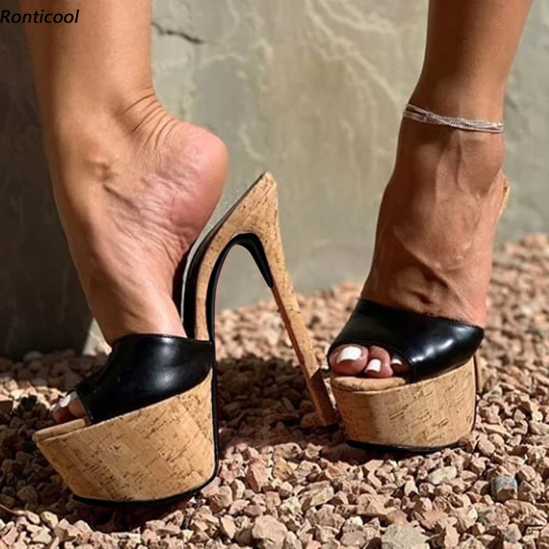 TEEK Black Blues Platform Cork Stiletto Heels Up To Size 14 | atelier ...