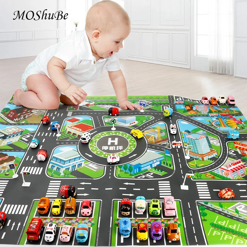 Large City Traffic Park Baby Play Mat Waterproof Educational Kids ...