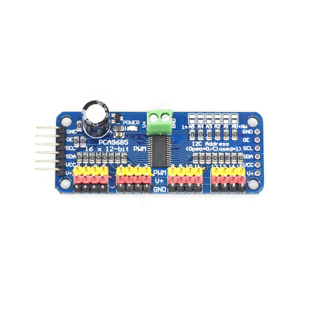 Servo Driver Shield Module 16 Canais 12 Bits Pwm I2c Interface Arduino Raspberry Pi Diy Pca9685
