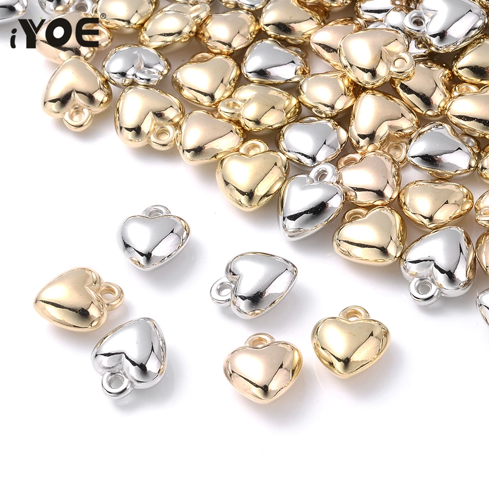 Bracelet Beads Gold Hearts | Heart Beads Jewelry Making | Gold Beads ...