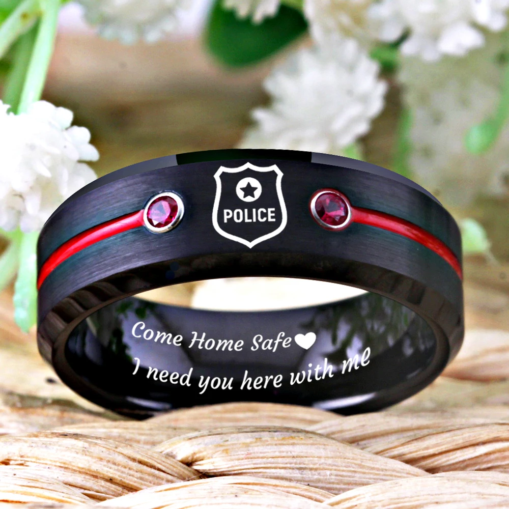 Police Design Ring Sheriff Rings police chief Ring Men's Black Tungsten ...