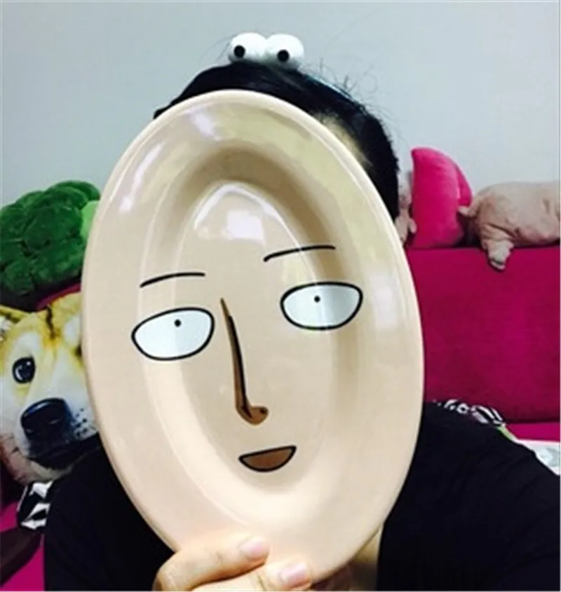 Anime Cartoon One punch man Saitama shaven Prize A Saitama Plate Dish ...