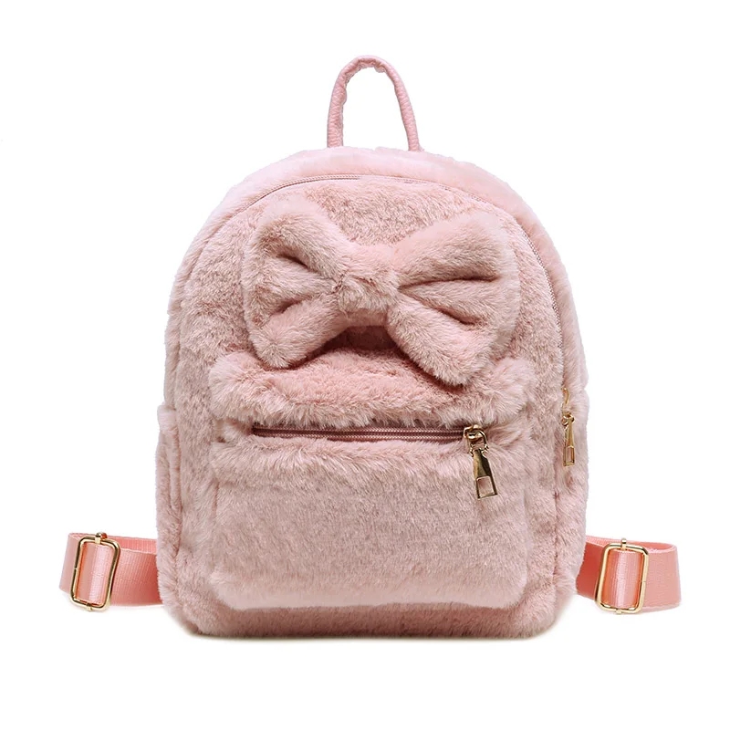 Bow-Plush-Women-Backpacks-Soft-Fluffy-Bags-Faux-Fur-Shoulders-Bag-Cute ...
