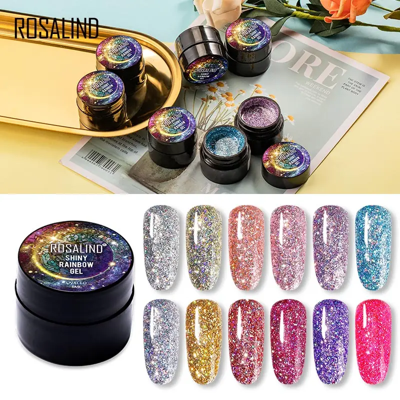 ROSALIND Nail Gel Polish Set Rainbow Hybrid Varnish 5ML Gel Paint Set ...