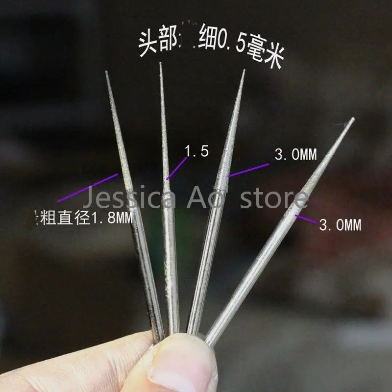 12Pcs 70Mm 1.5 3Mm เพชรเคลือบเพิร์ล Reamer เข็ม Pointed Sharp Emery หัว ...