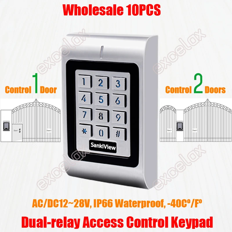 2 Doors Dual Relay AC DC 12V-28V Waterproof Access Control Keypad IP66 ...