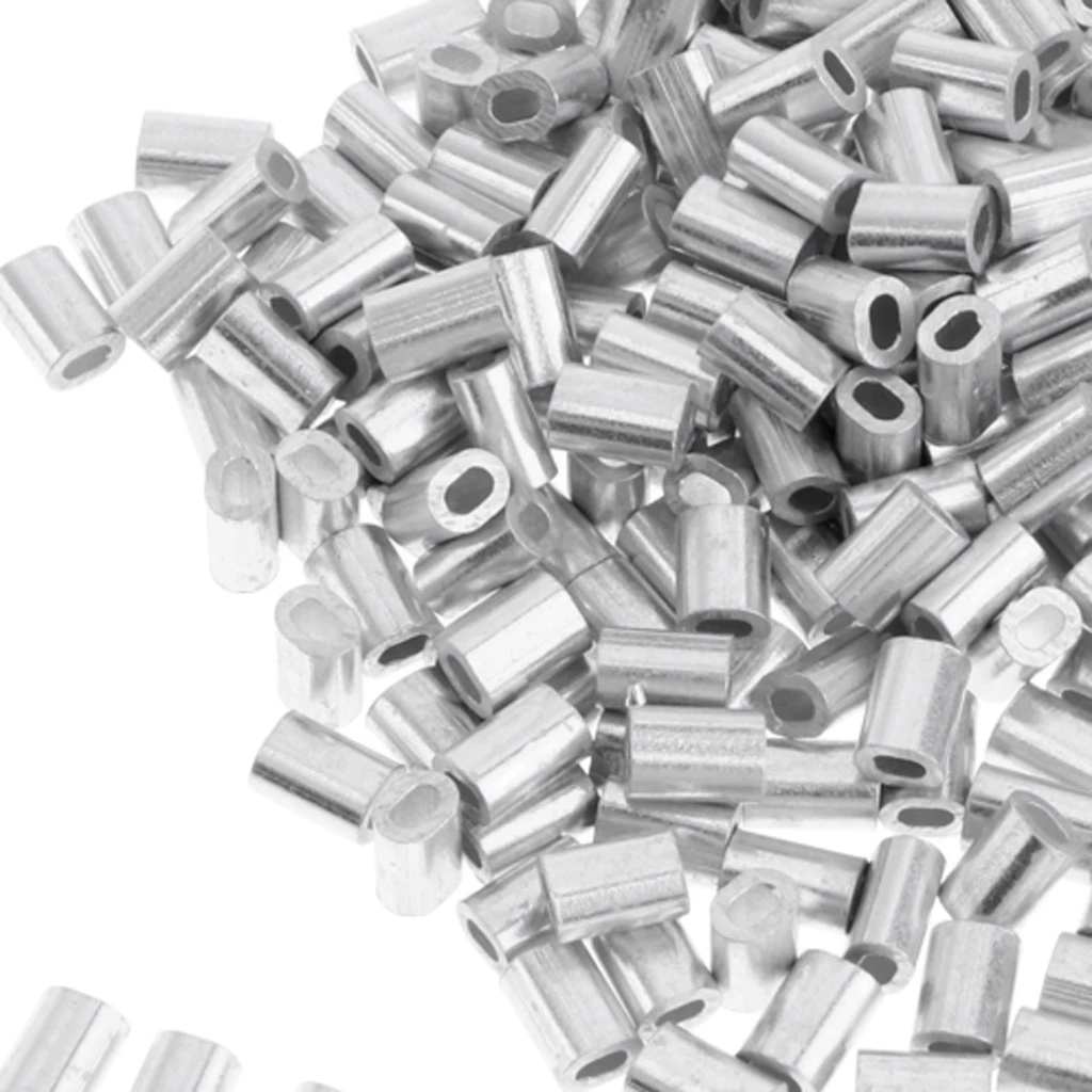 100Pcs Aluminum Fishing Crimp Sleeves Barrel Crimping Loop Sleeve ...