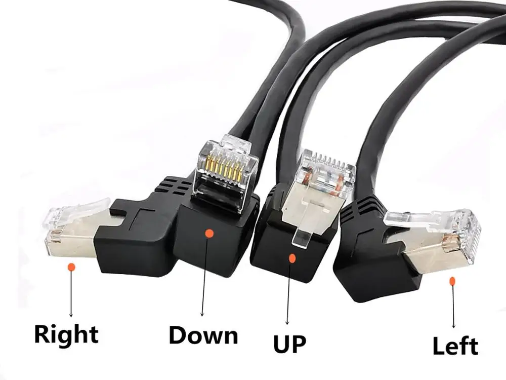 왼쪽 오른쪽 위 아래 각도 90 도, 8P8C FTP STP UTP Cat6 RJ45, 나사 LAN 이더넷 네트워크 연장 케이블 ...