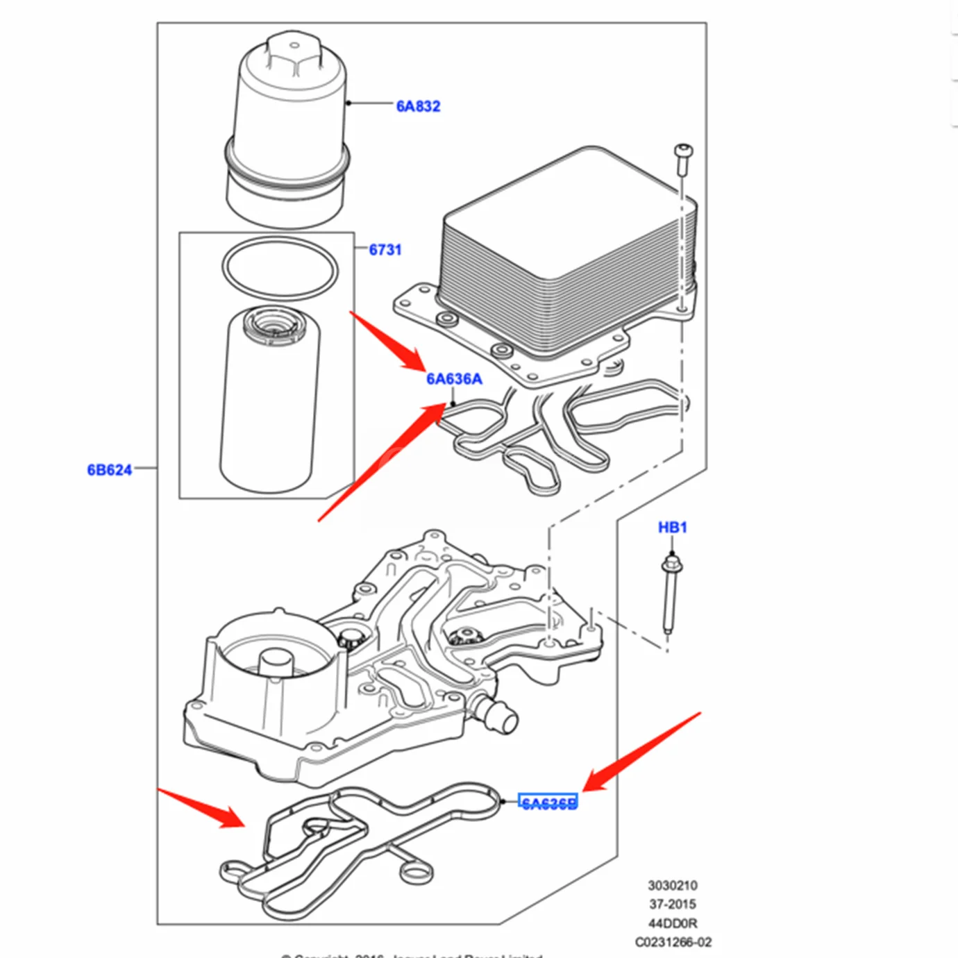 Range Rover – Refroidisseur D'huile Moteur 4.4 Tdv8, Lr022895/lr113004 ...
