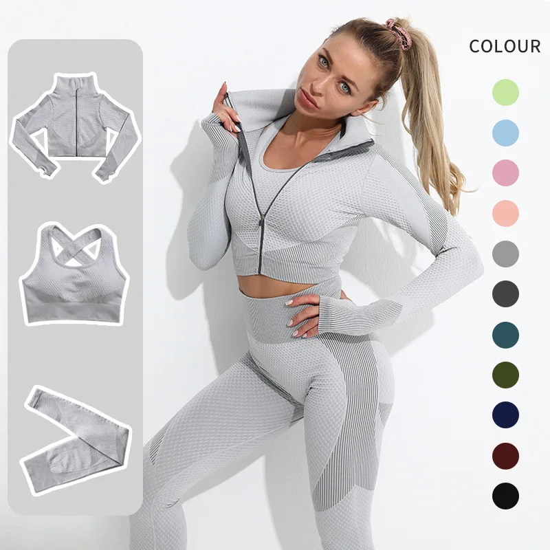 2/3Pcs Seamless Yoga Set Gym Fitness Clothing Women Yoga Suit Sportswear Female Workout Leggings ...