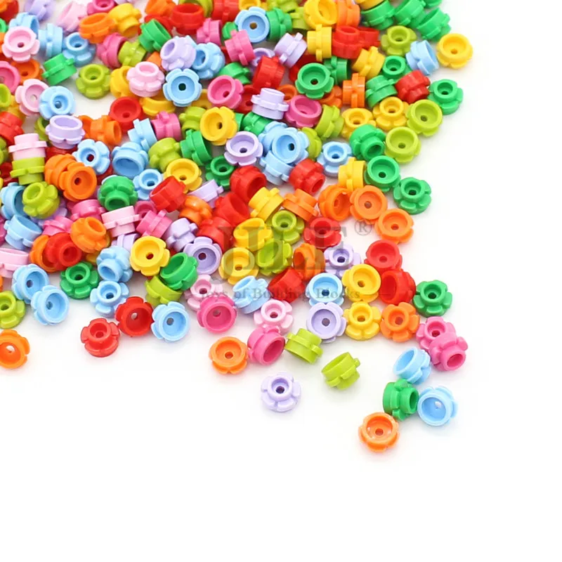 500pcs MOC Plant Building Blocks Plate Round 1x1 with Flower Edge 5 ...