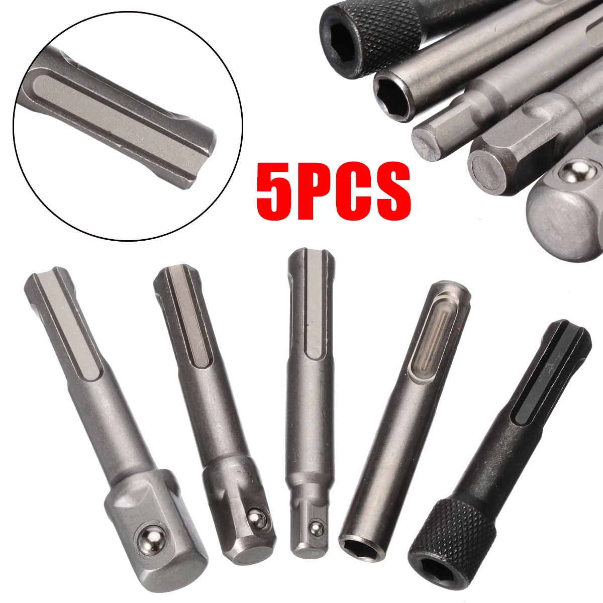 5pcs 1/4" 3/8" 1/2" Hex Adapters Socket Impact Driver Drill Hammer ...