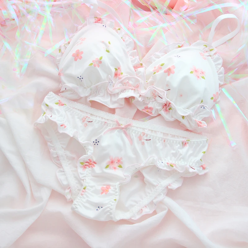 Conjunto de sujetador y bragas Kawaii Lolita, ropa interior suave sin ...