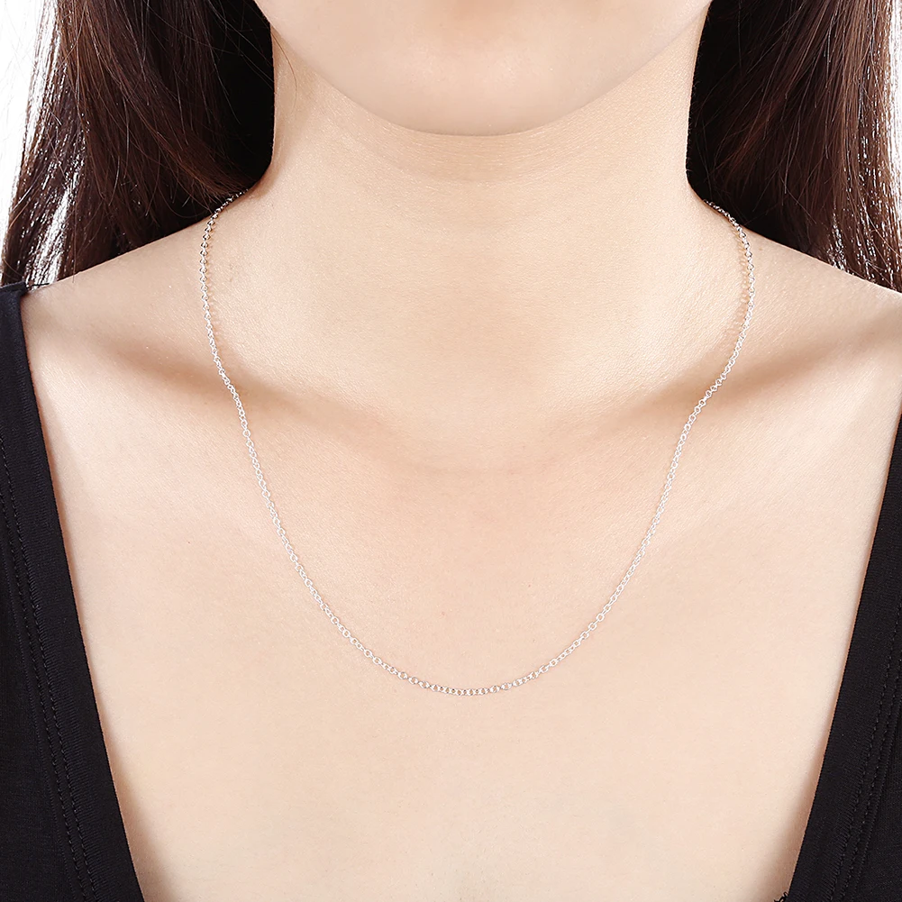 100PCS 925 Stamp Silver color 1MM fine chains necklace for women men ...