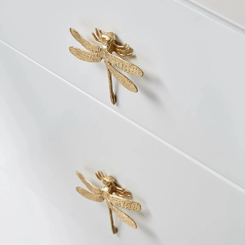 Mfys Dragonfly Dresser Knob Drawer Knob Handle Brass Kitchen Cabinet Knobs Elegant Door Pull ...