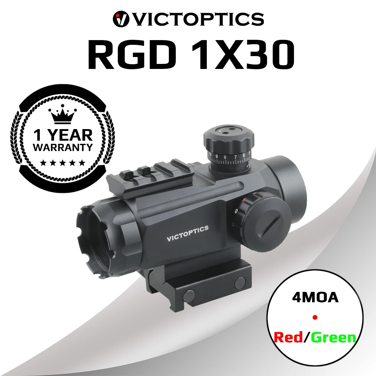 VictOptics-RGD-1X30-Red-Dot-Sight-5-Levels-4MOA-Red-Green-Dot-Designed ...