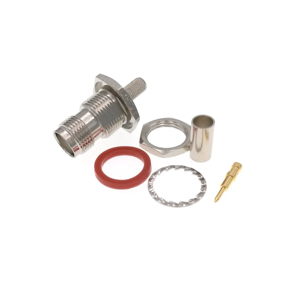 RP TNC Female Nut Bulkhead RF Connector For RG58 RG142 LMR195 RG400 ...