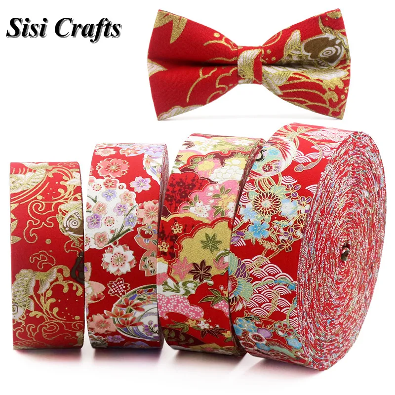 Sisi 10 25 50mm Japanese Kimono Style Red Floral Grosgrain Ribbon Print ...
