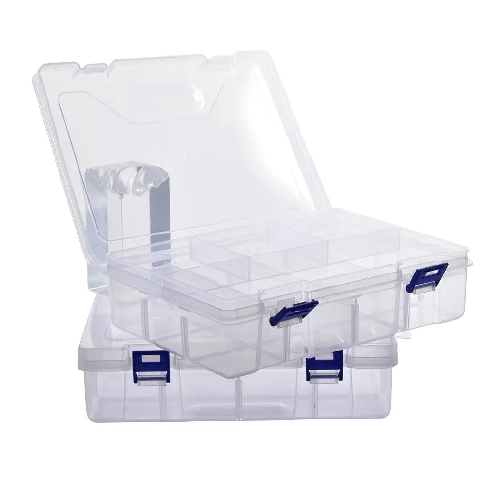 2PCS-8-Grids-Detachable-Double-Layers-Clear-Plastic-Boxes-Jewelry ...