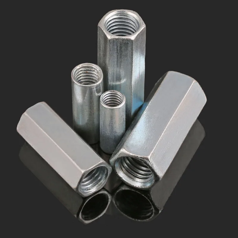 Hex Rod Coupling Nut Bright Zinc Plated Hex Connector Nut M6 M8 M10 M12 M14 M16 M18 M20