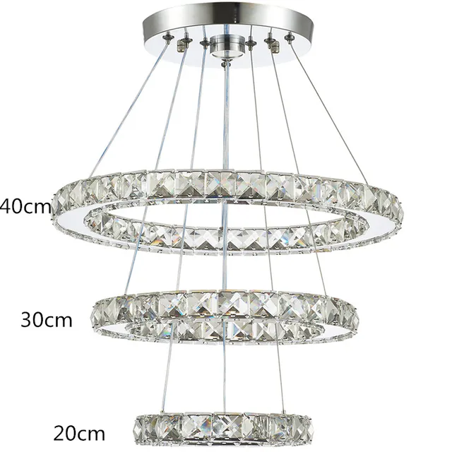 Luxury Large 5 Rings Led Round Crystal Chandelier light Spiral Pendant ...