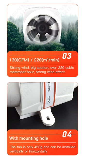 Electric Boat Motor Acouto 12V Marine Bilge Blower - 4 Inch 270CFM In ...