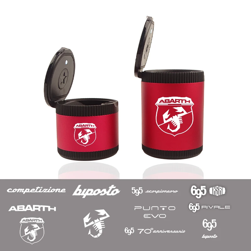 Car-Ashtray-LED-Lights-Alloy-Ash-Tray-Aluminum-Cup-For-Abarth-70th-XSR ...