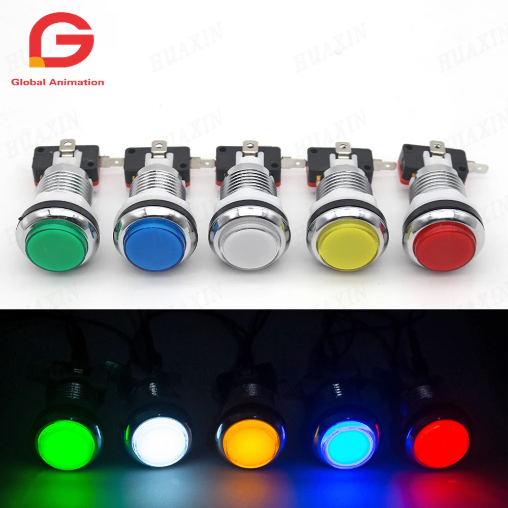 50 unids/lote de botones LED iluminados de 5V/12V 30mm con ...