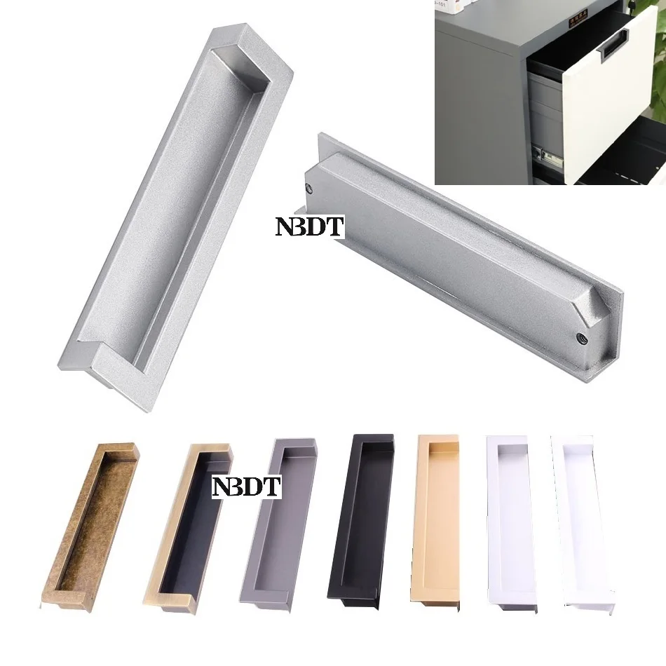 2Pcs/Lot Zinc Recessed Integral Built-in Finger Pull Door Edge Mortise ...