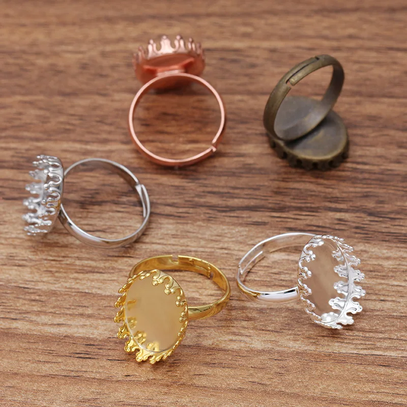 200pcs Adjustable Ring Settings Bases With 13x18mm Oval Crown Bezel ...