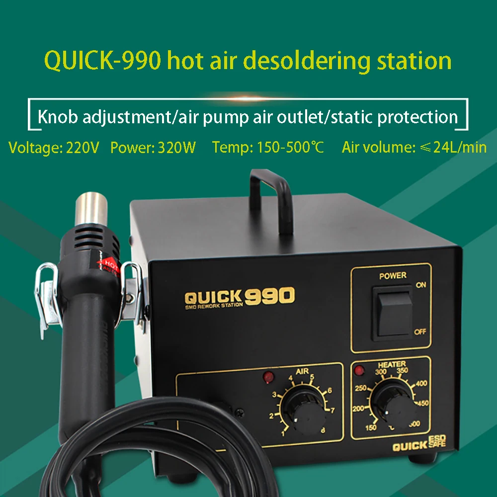 Quick 990 Estación de soldadura Led, pistola de aire caliente ESD, 320W, Control de temperatura ...