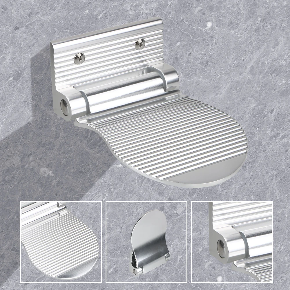 Bathroom Footrest Shower Foot Rest Pedestal Pedal Wall Mounted Black ...