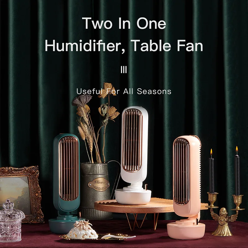 Retro Humidification Tower Fan USB Charging Air Conditioner Cooler ...