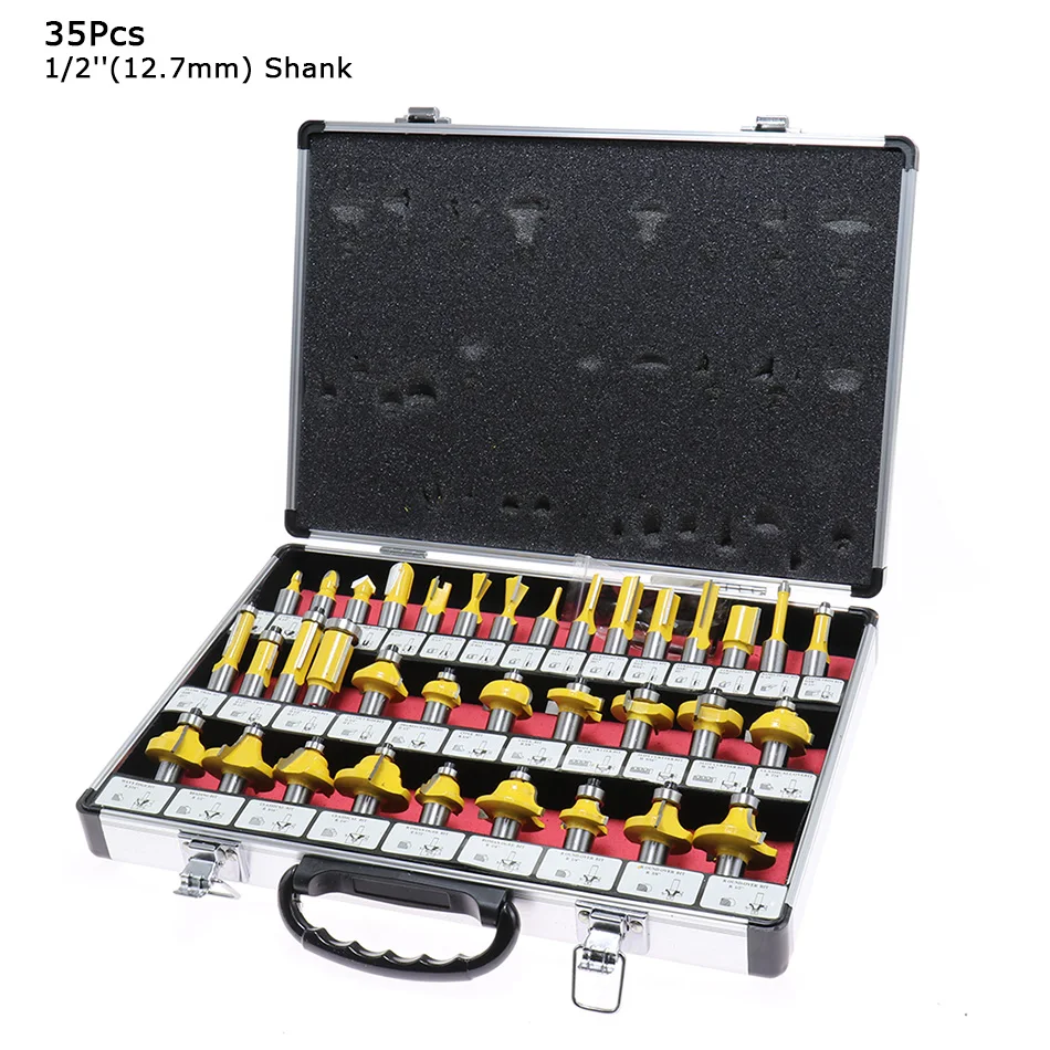 35PCS-1-2-12-7mm-Shank-Tungsten-Carbide-Router-Bit-Set-Wood-Woodworking ...