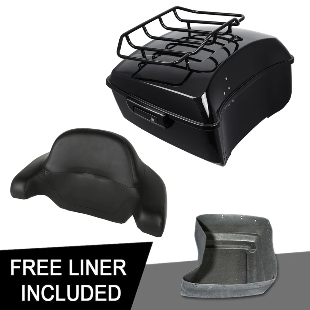 Motorcycle King Pack Trunk W/ Backrest Luggage Rack For Harley Tour Pak ...