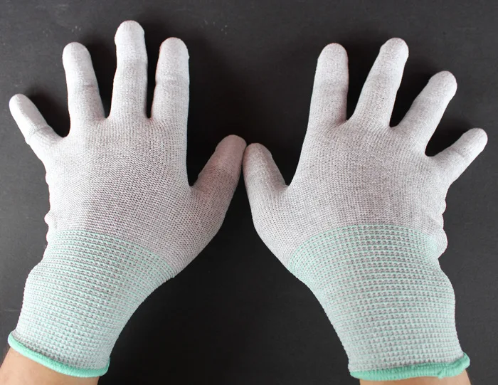 Free shipping New (20 Pairs/ Lot) ESD Antistatic Carbon fiber Knitted Fingertip Fit Glove for ...