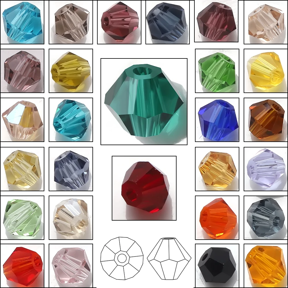 AAA Austrian Crystal Bicone Beads 2 3 4 6 8mm Multicolor Faceted Glass ...