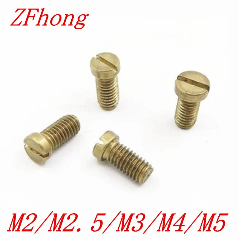 2 50PCS m1.2 m1.4 m1.6 M2 M2.5 M3 M4 M5 m6 m8 DIN84 Brass Slotted Cheese Head Screw Brass Screw ...