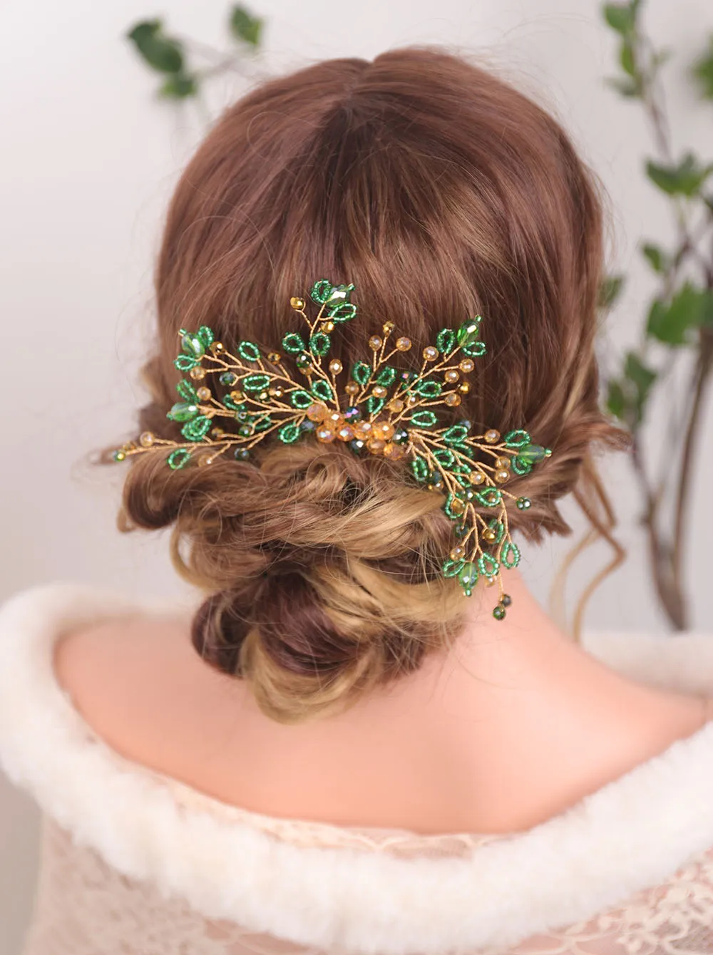 Green-Crystal-Chic-Handmade-Bridal-Shower-Banquet-Woodland-Hair ...