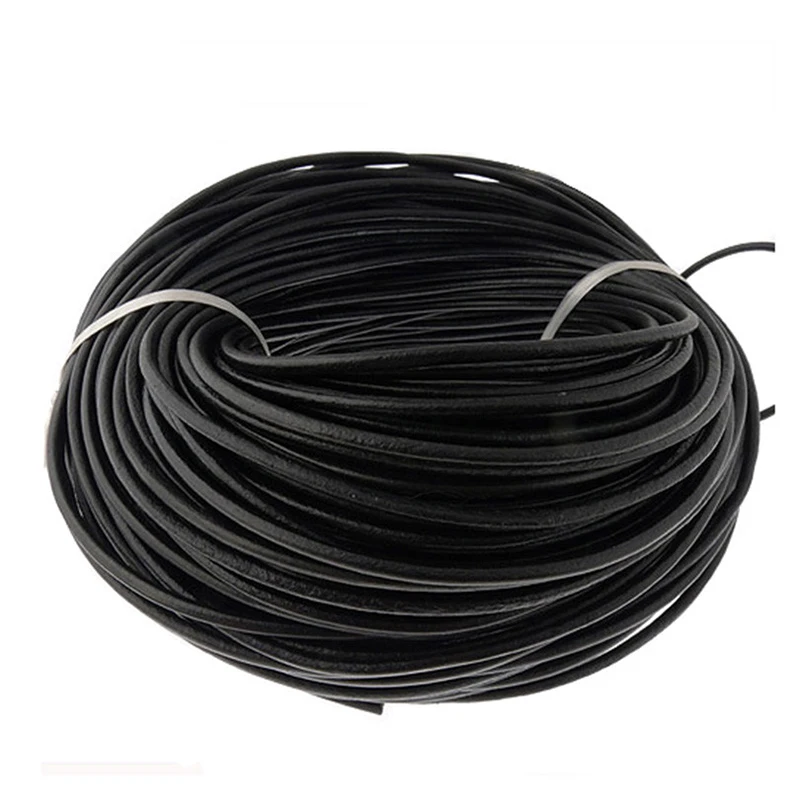 Black-10m-3mm-Genuine-Real-Leather-Round-Cord-String-Thread-for-Jewelry ...