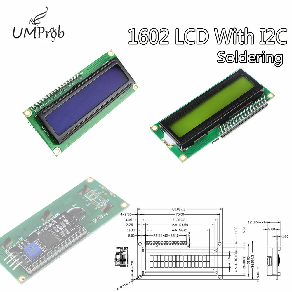 Lcd Module Blue / Yellow Green Screen Iic/i2c 1602 For Arduino 1602 Lcd ...