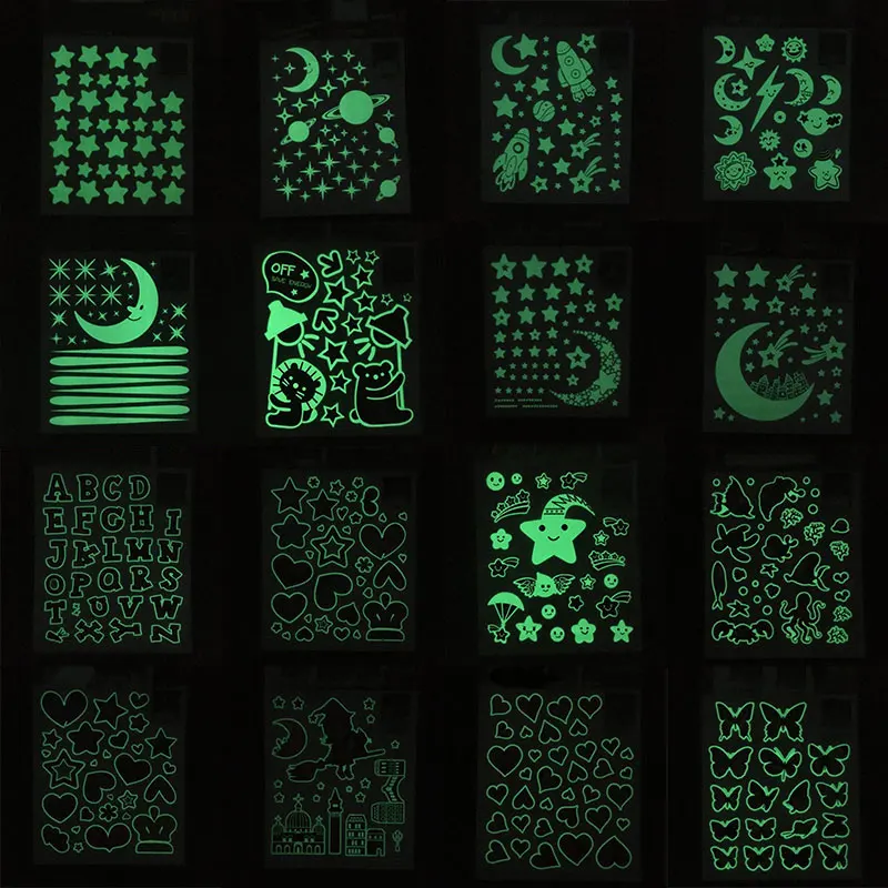 Night Luminous Moon Stars Sticker Light Glow In The Dark Toys Childen ...
