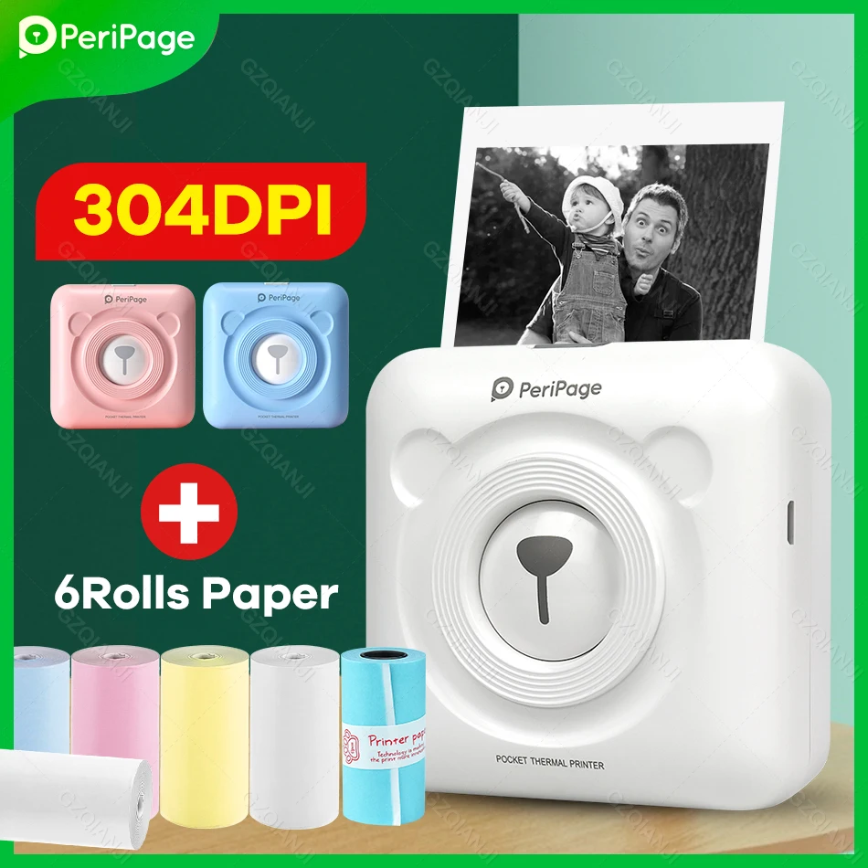 Peripage A6 Mini Photo Bluetooth Printer 304dpi Pocket Photo Printer ...