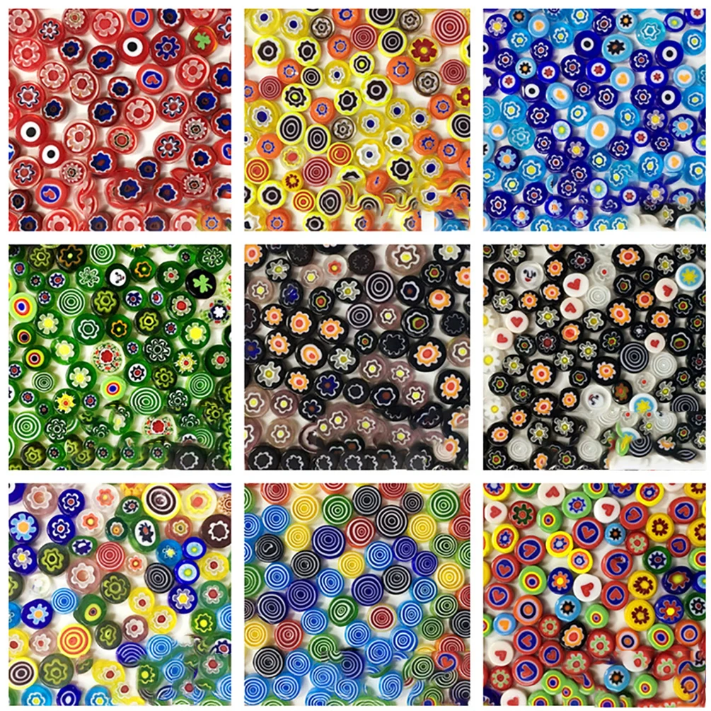 Mixed-Flower-Round-Bead-Diy-Mosaic-Glass-Mirror-Handmade-Ornaments ...