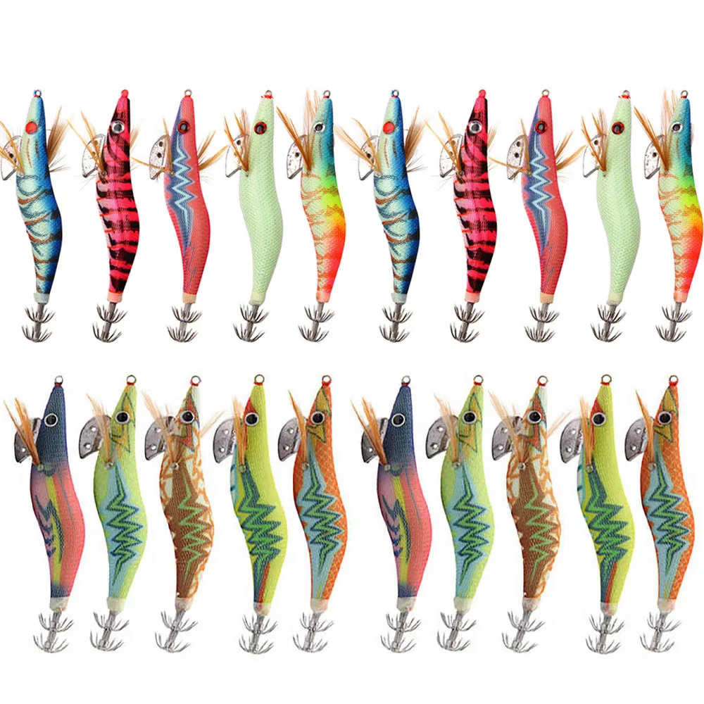 10-20Pcs-Squid-lures-fishing-saltwater-glow-Shrimp-Jig-heads-Wood-Bait ...