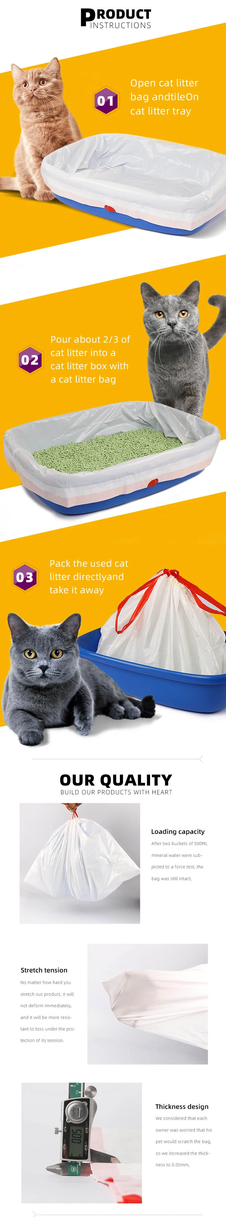 BAC A LITIERE,Bleu-L--Sac à litière jetable pour chat, 5 pièces, boîte ...