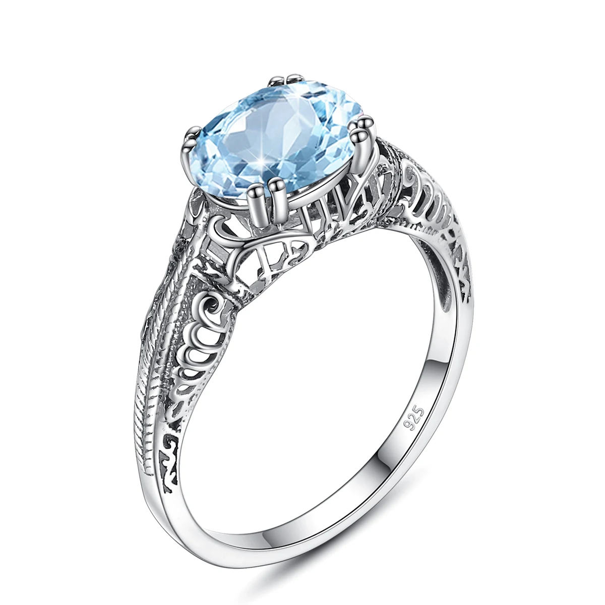 Sterling Silver Vintage Rings | Aquamarine Ring Silver 925 | Jewelry ...