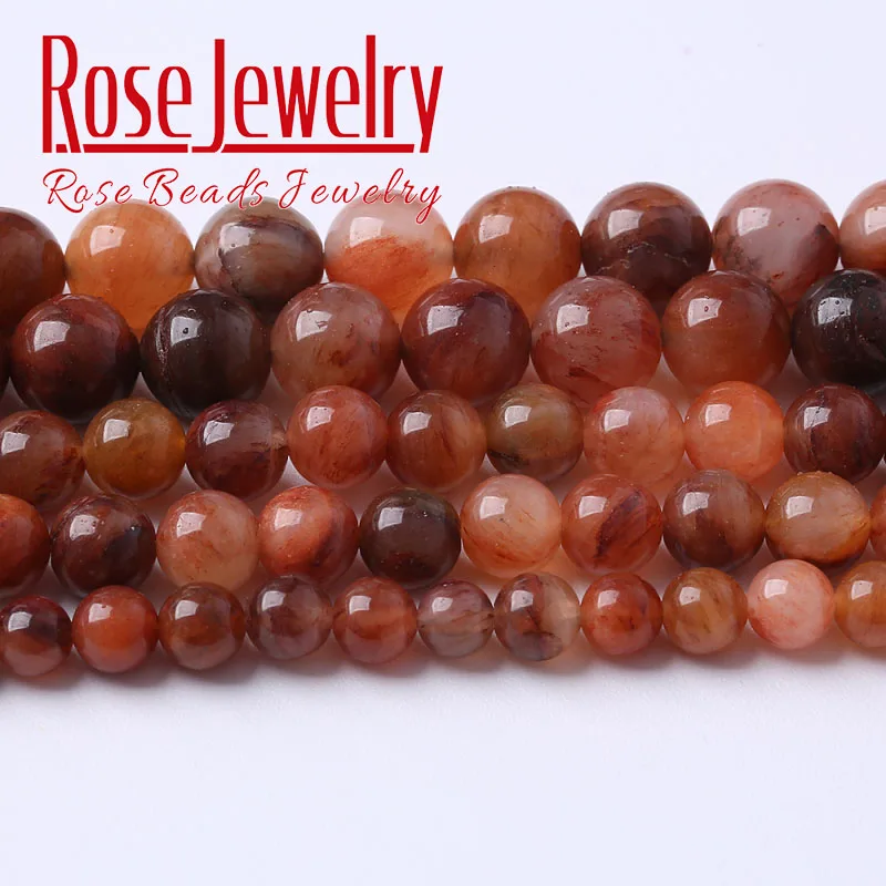 Natural-Red-Moss-Agates-Beads-Round-Loose-Spacer-For-Jewelry-Making ...