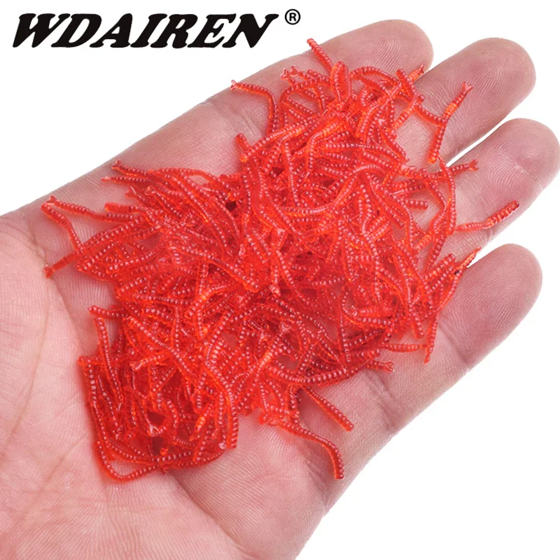 50 or 200pcs Lifelike Red Worm Soft Lure Earthworm Winter Rock Fishing ...