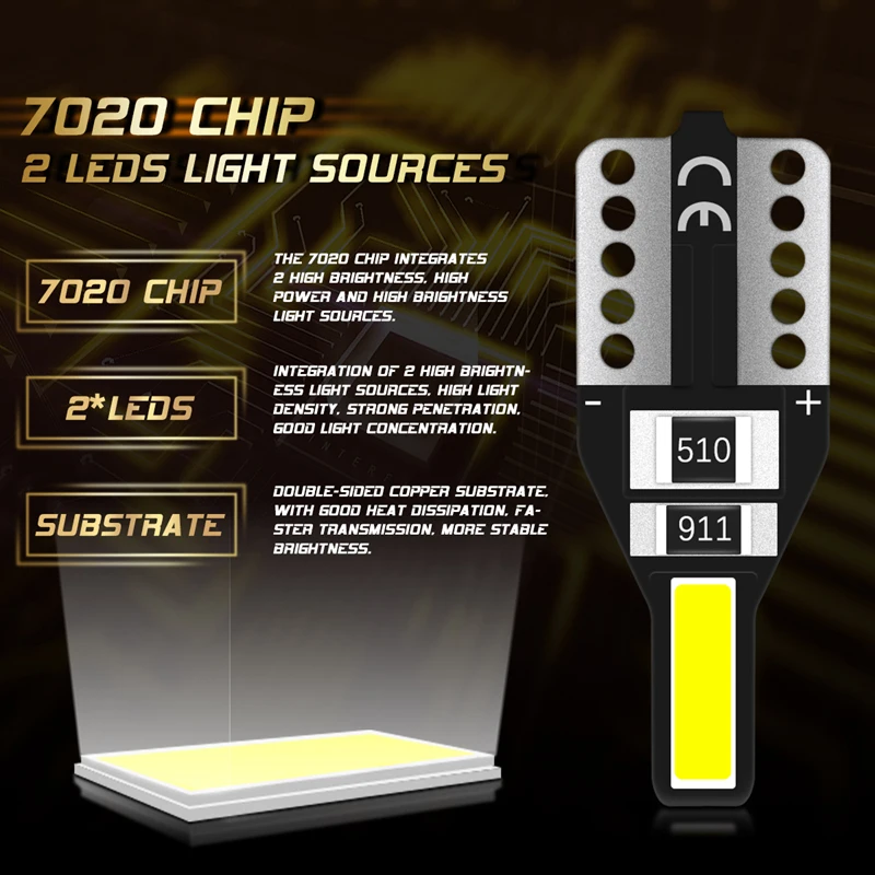 10x T10 W5W Светодиодная лампа авто интерьерный светильник для ...